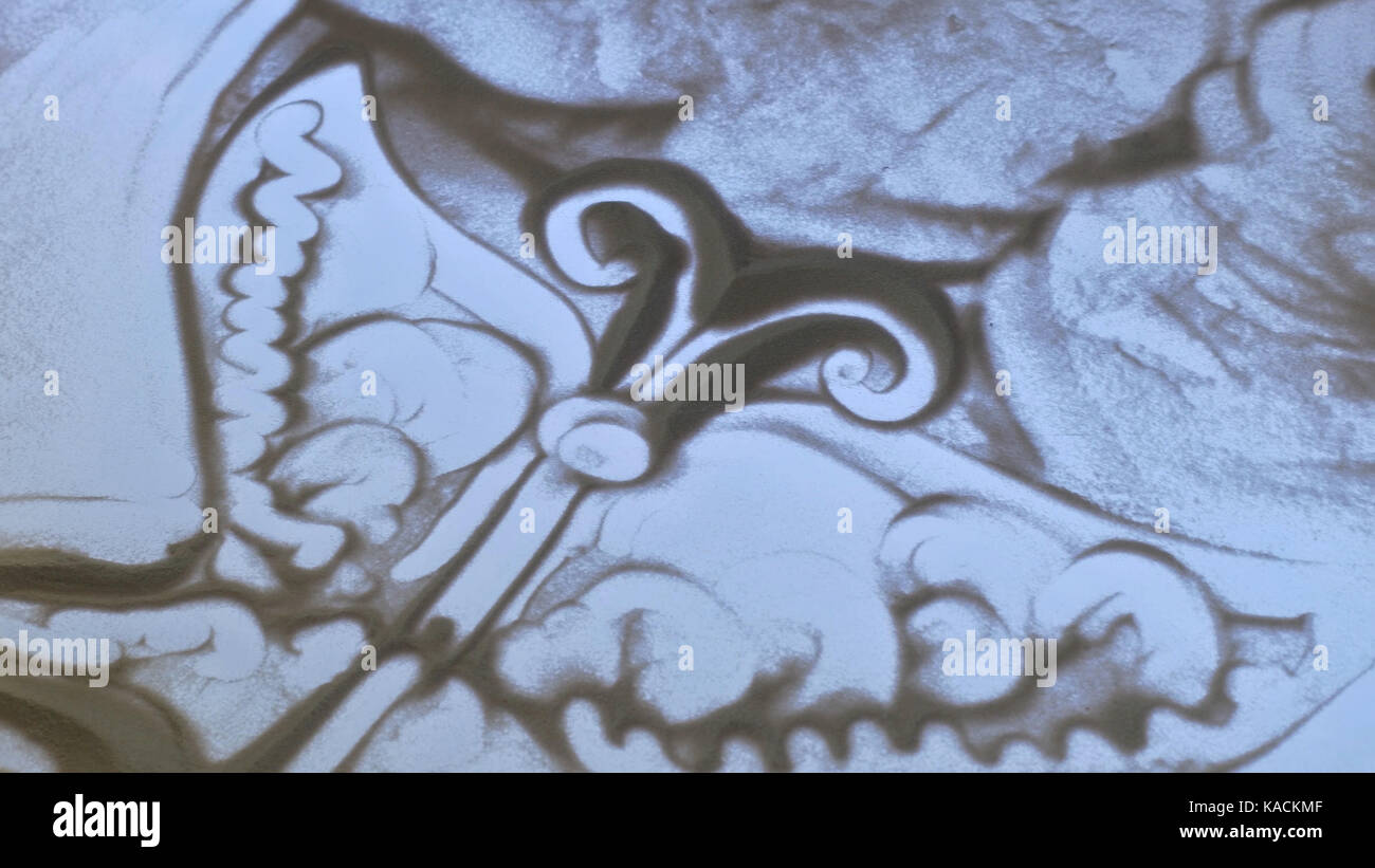 Sand painting. Abstract hand made background. Sand animation. Womans ...