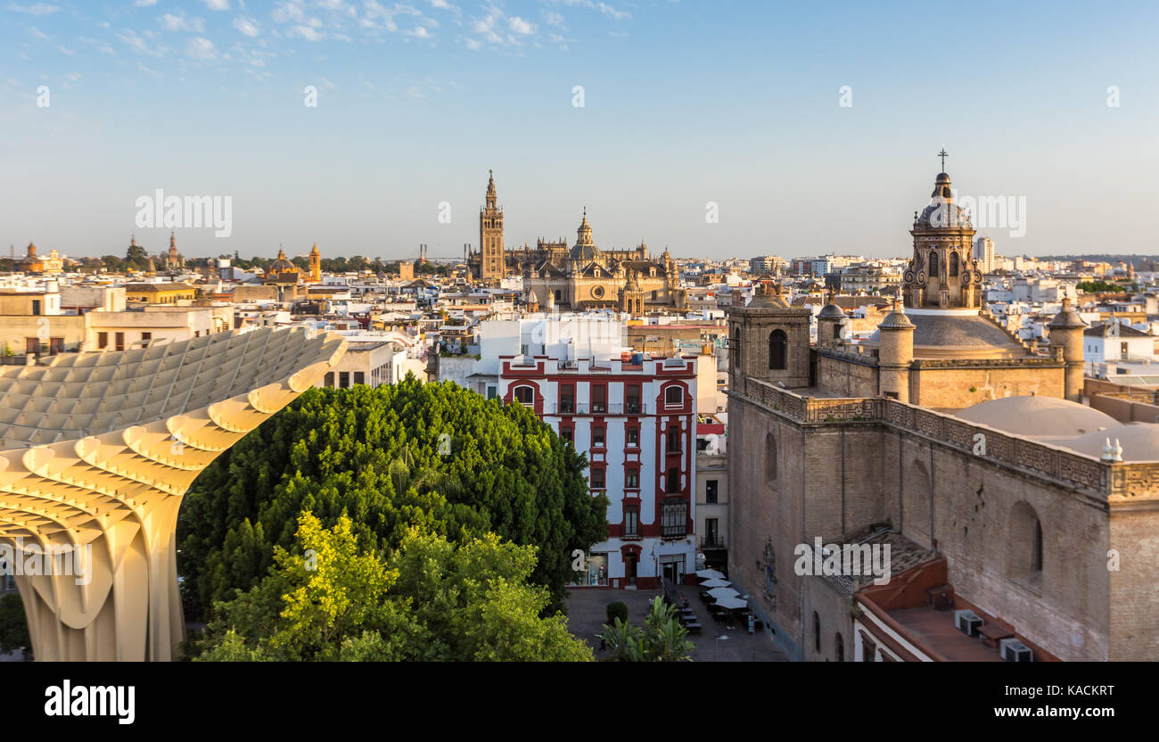 Aerial view of seville city skyline at sunset,Spain Stock Photo - Alamy