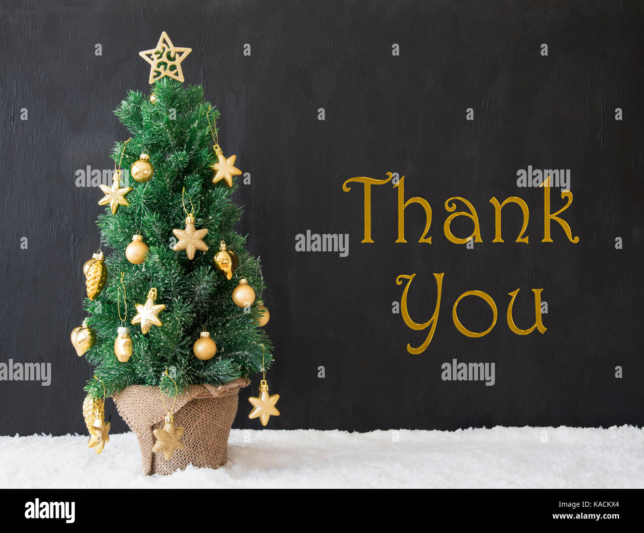 Christmas Tree, Text Thank You, Black Concrete Stock Photo - Alamy