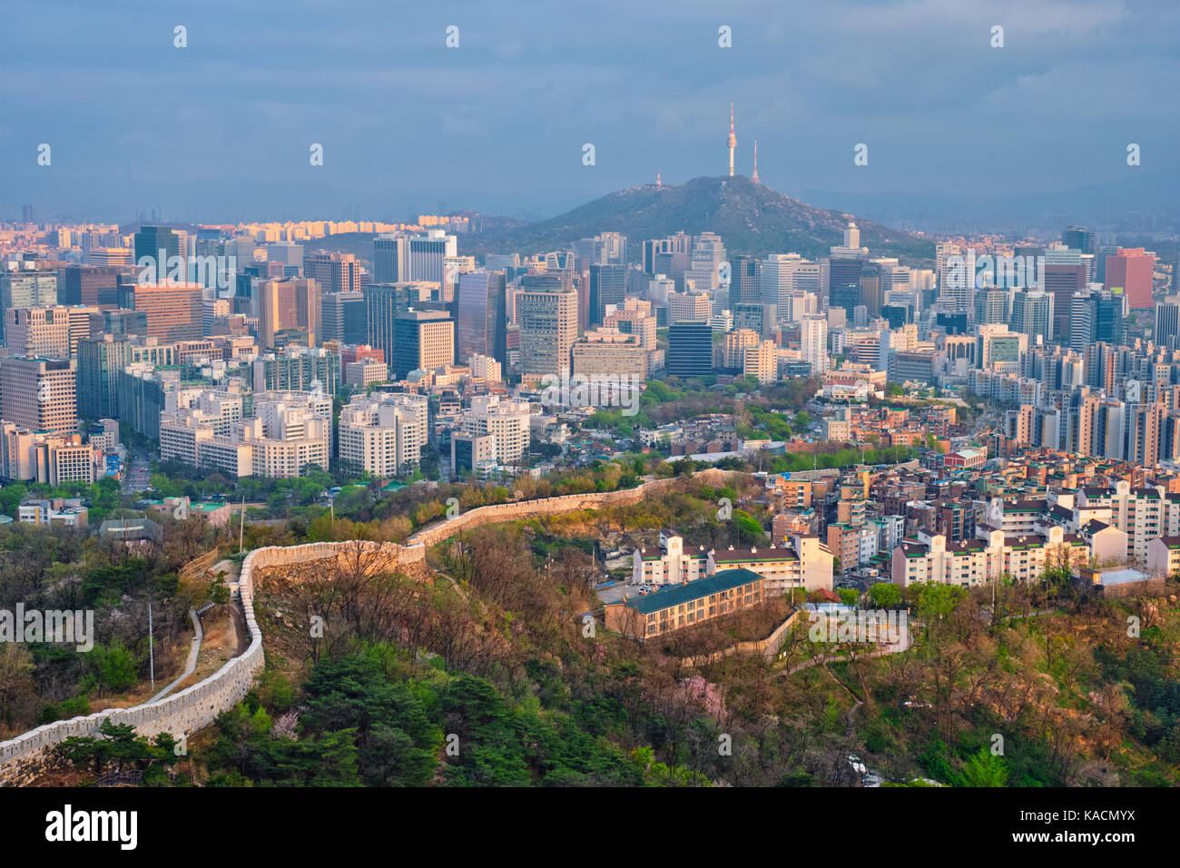 Seoul skyline on sunset, South Korea Stock Photo - Alamy