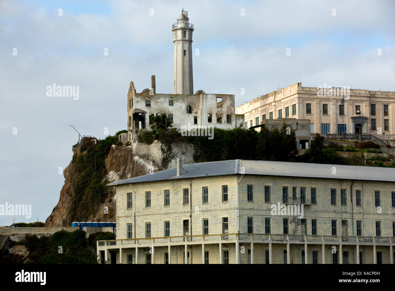 The Alcatraz island, lighthouse and Warden's House Stock Photo - Alamy