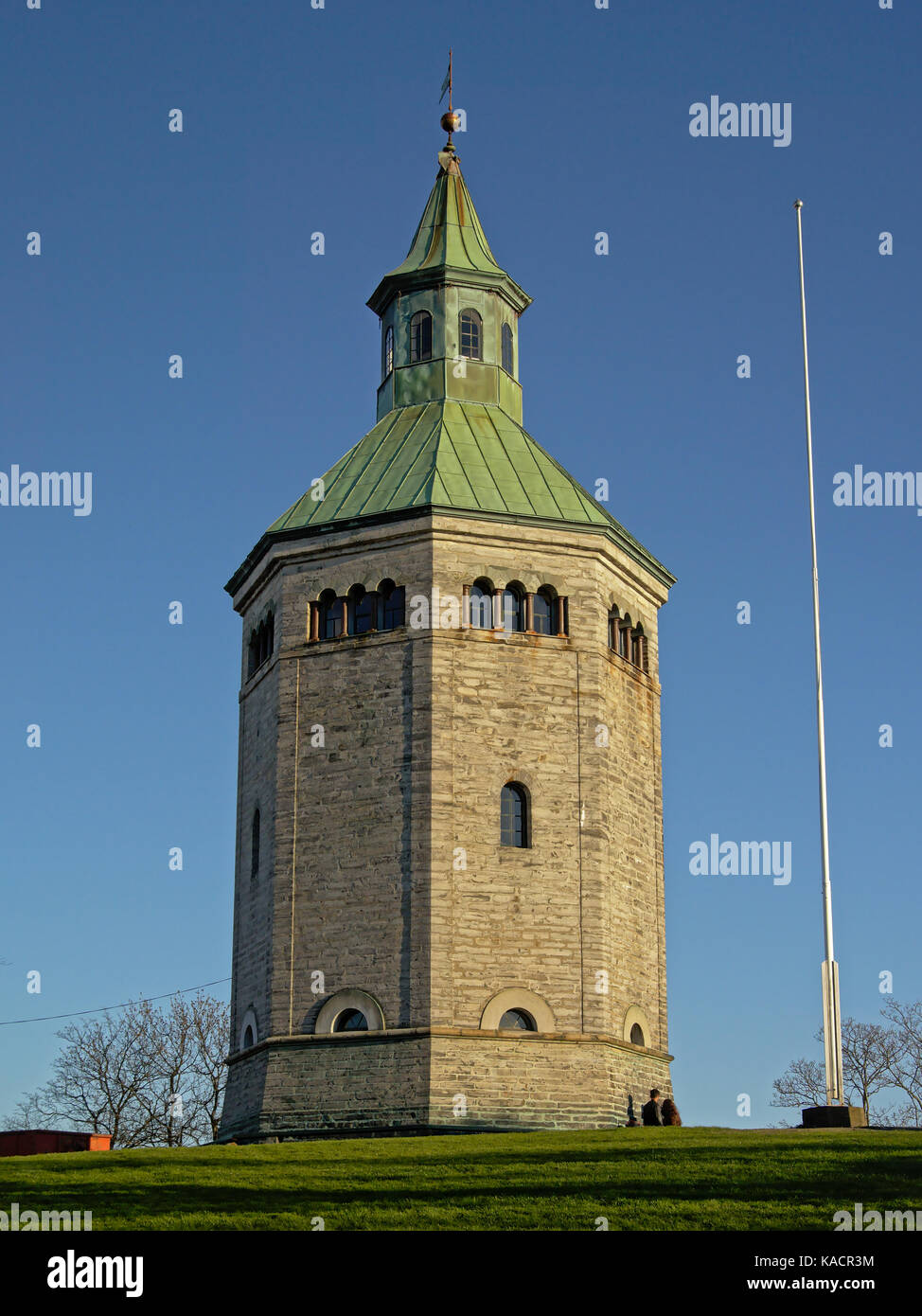`Valber` stone watchtower overlooking Stavanger harbo Stock Photo - Alamy