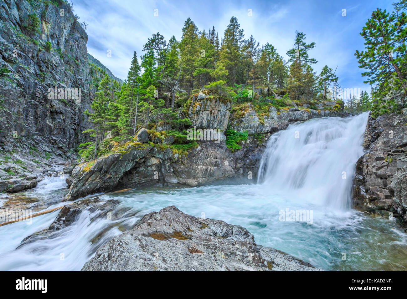 waterfall on sweet grass creek at confluence with milly creek in the ...