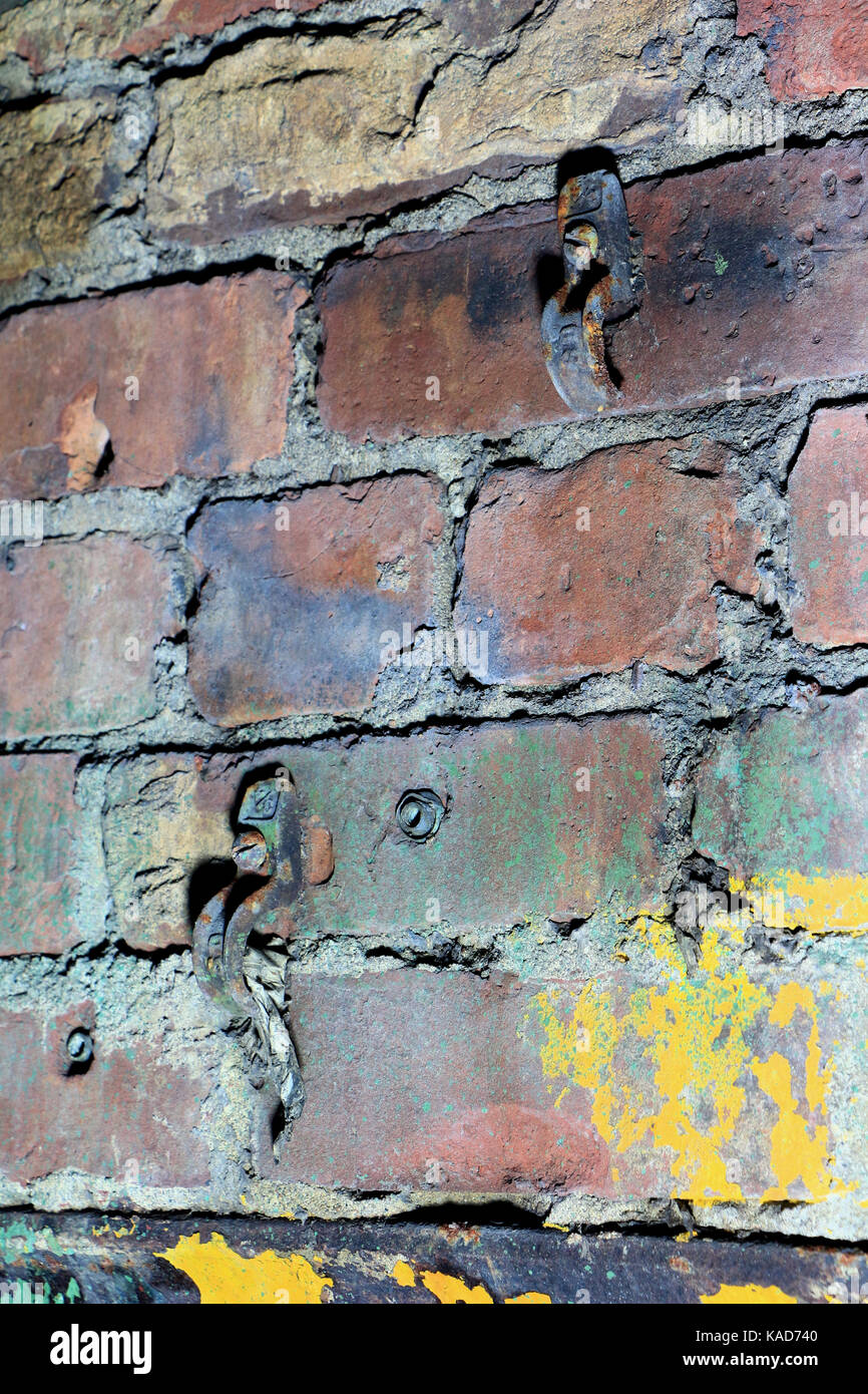 Colorful brickwork in abandoned mill Stock Photo - Alamy