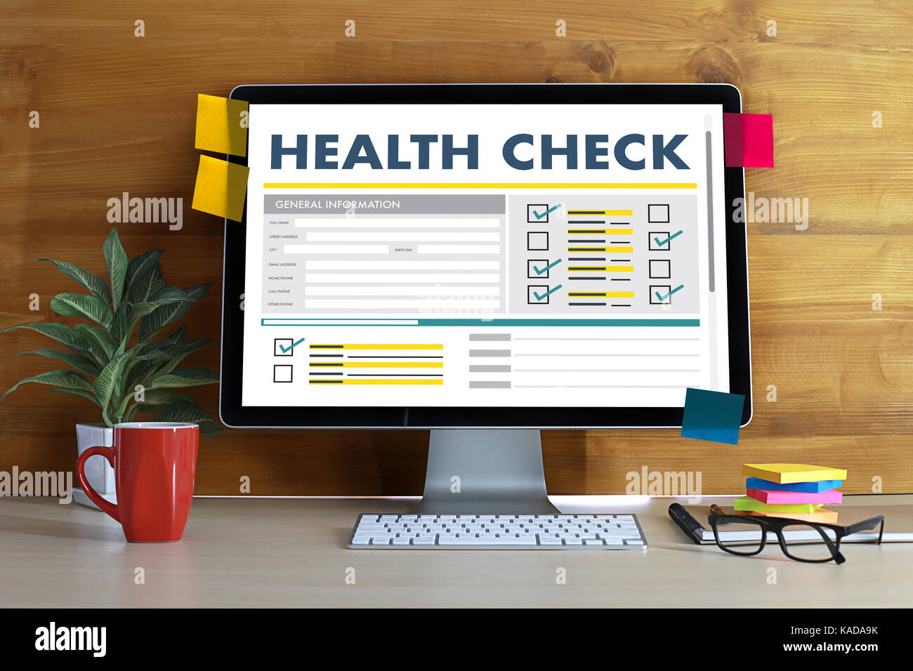 Digital HEALTH CHECK Concept working with computer interface as medical ...