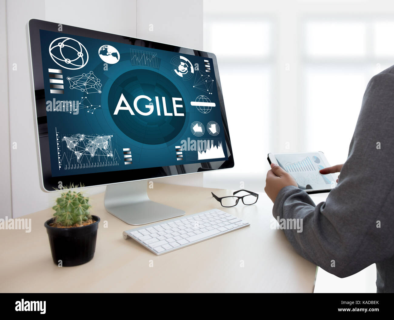 AGILE Agility Nimble Quick Fast Concept businessman working Stock Photo ...