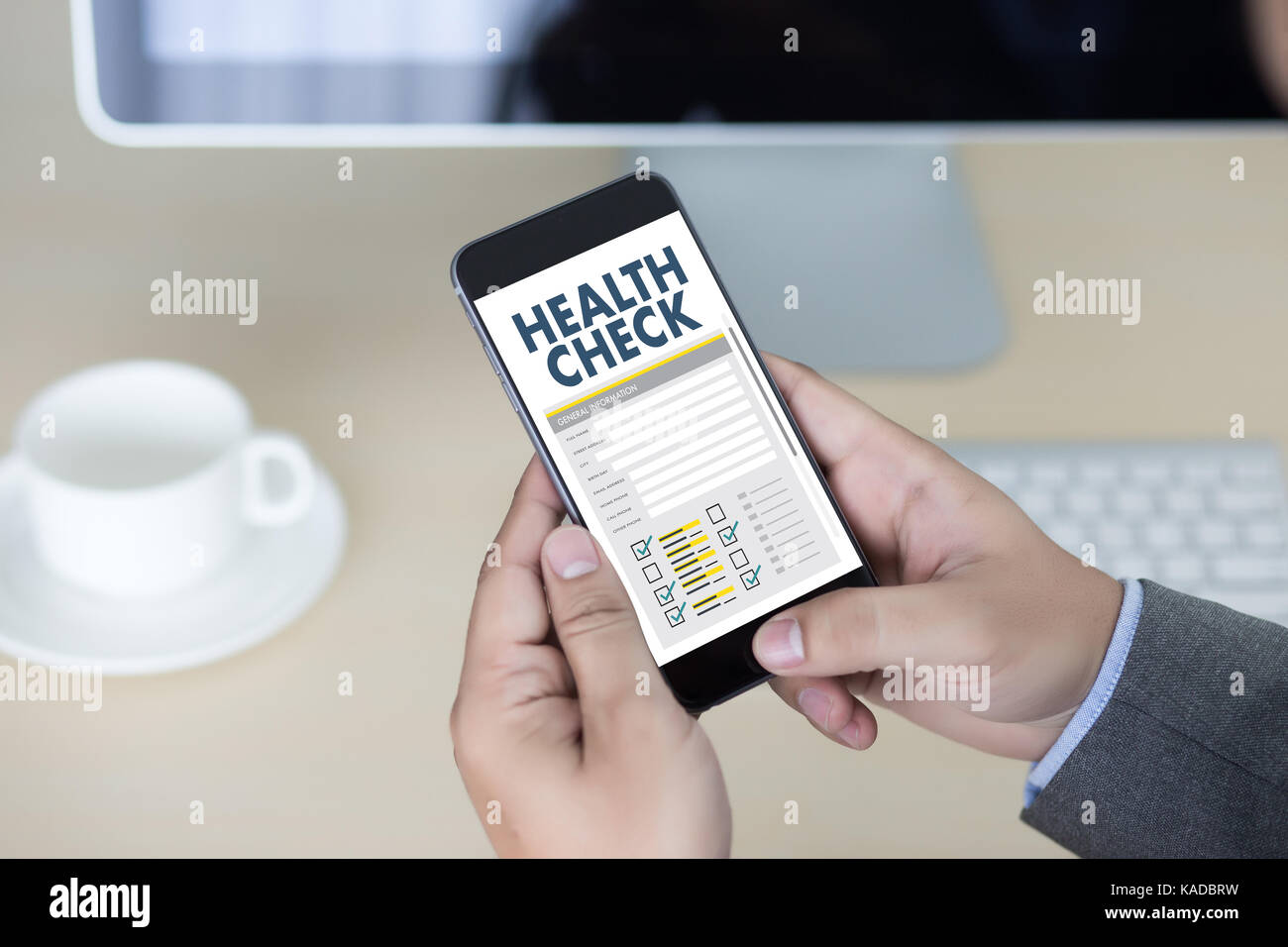Digital HEALTH CHECK Concept working with computer interface as medical ...