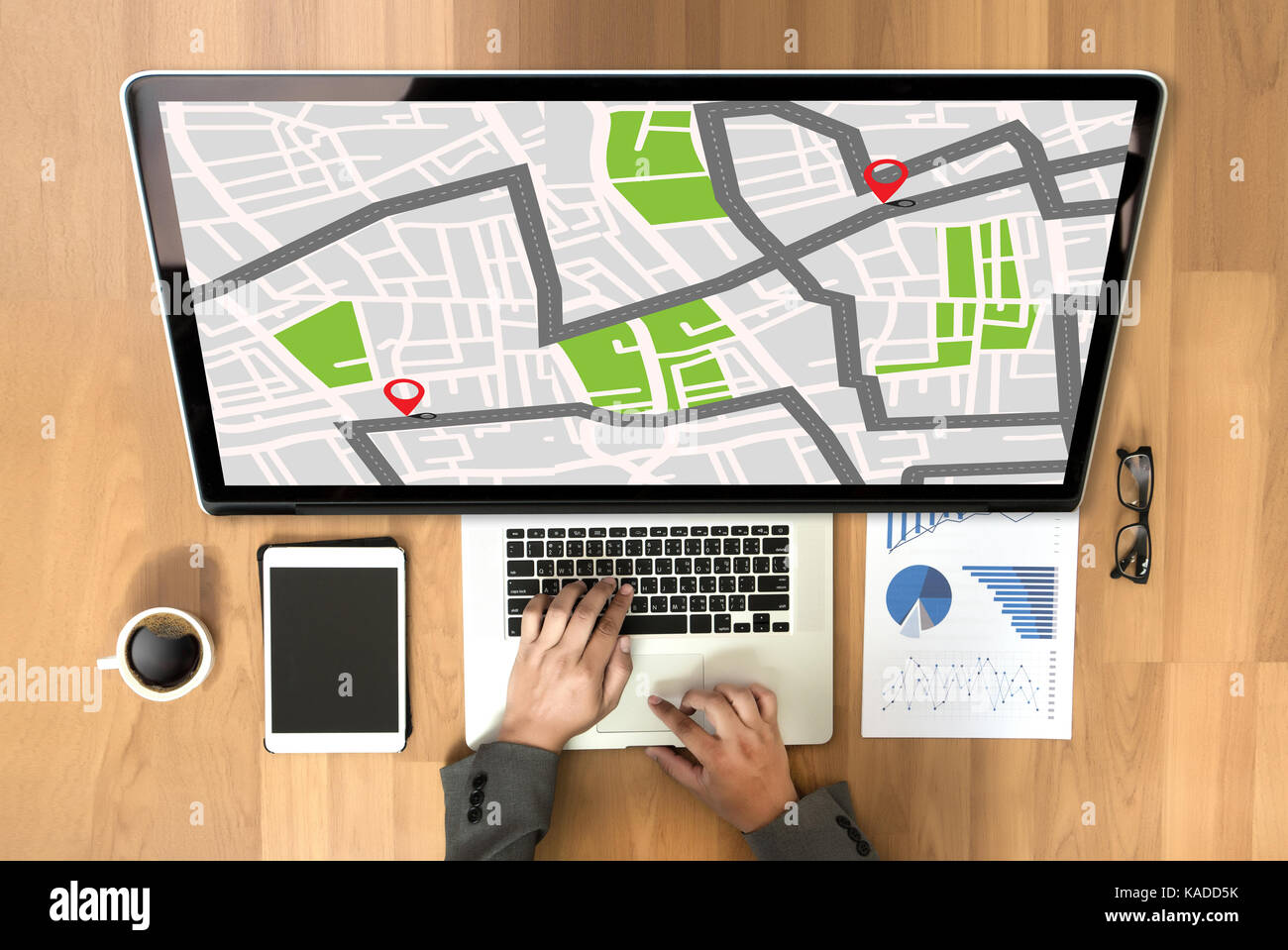 GPS Map to Route Destination network connection Location Street Map ...