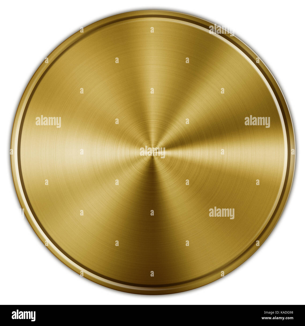 Shiny circular golden metal button on white Stock Photo - Alamy