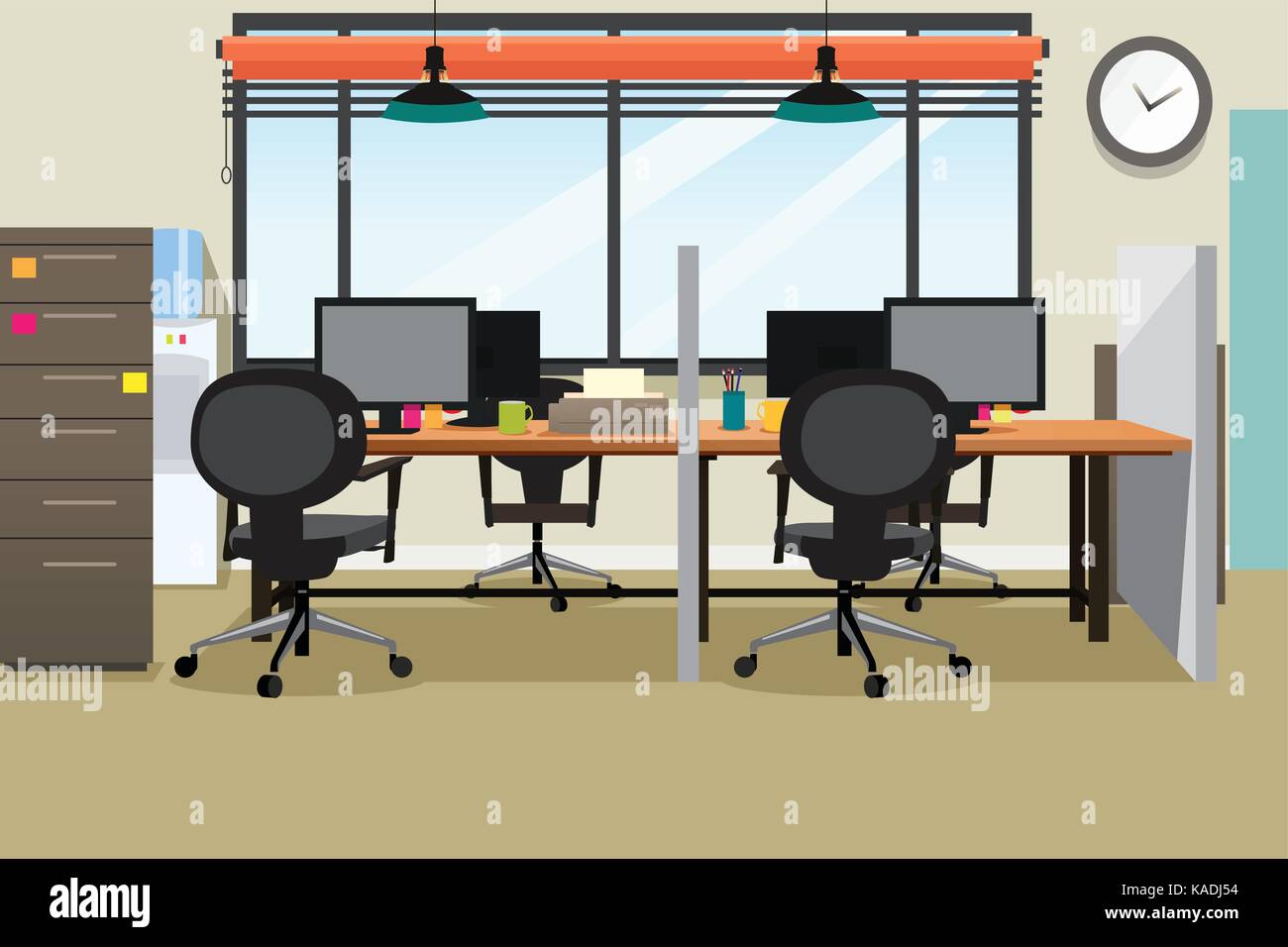 A vector illustration of Empty Office Workplace Stock Vector Image ...