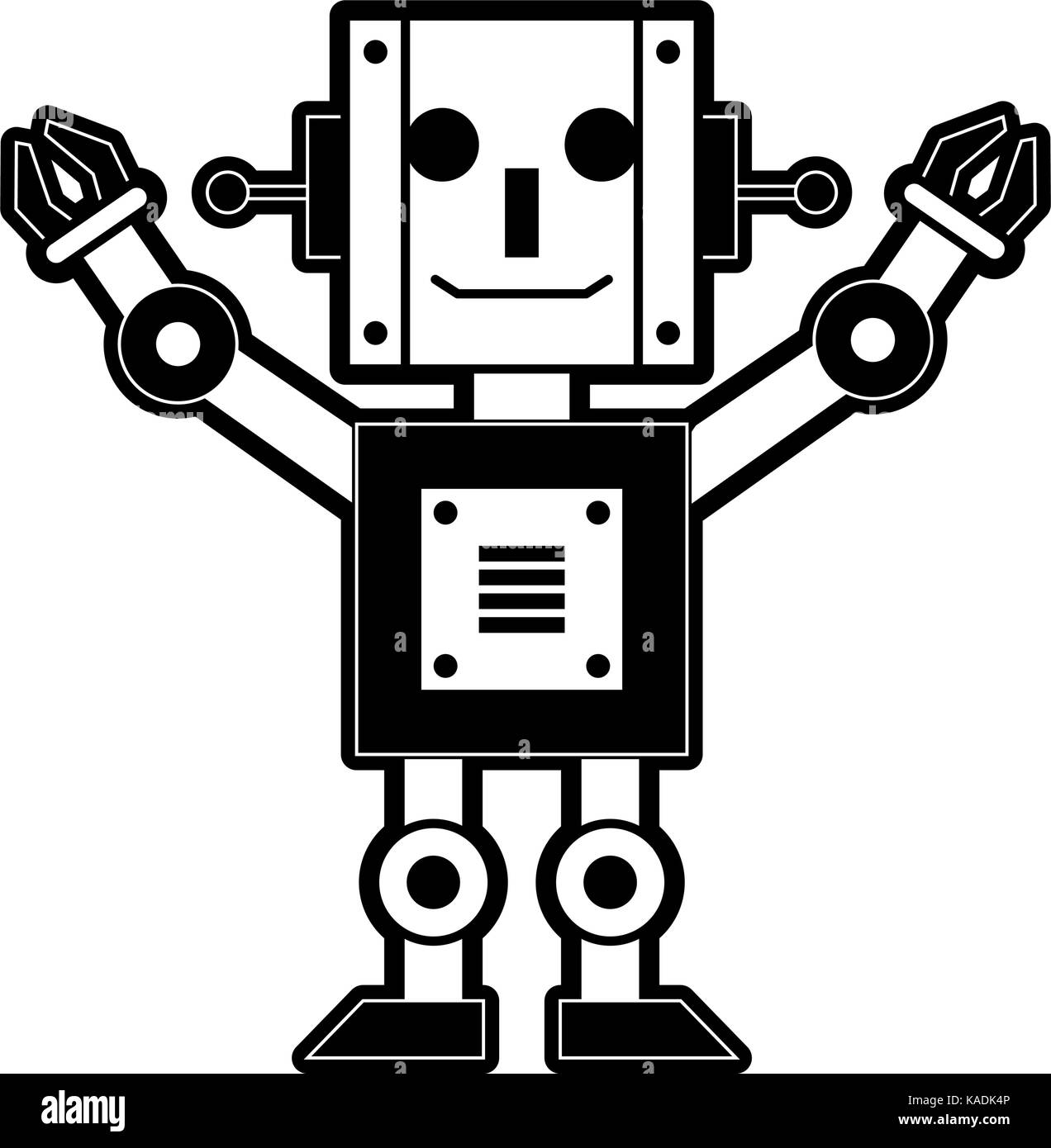Cartoon happy robot icon Black and White Stock Photos & Images - Alamy