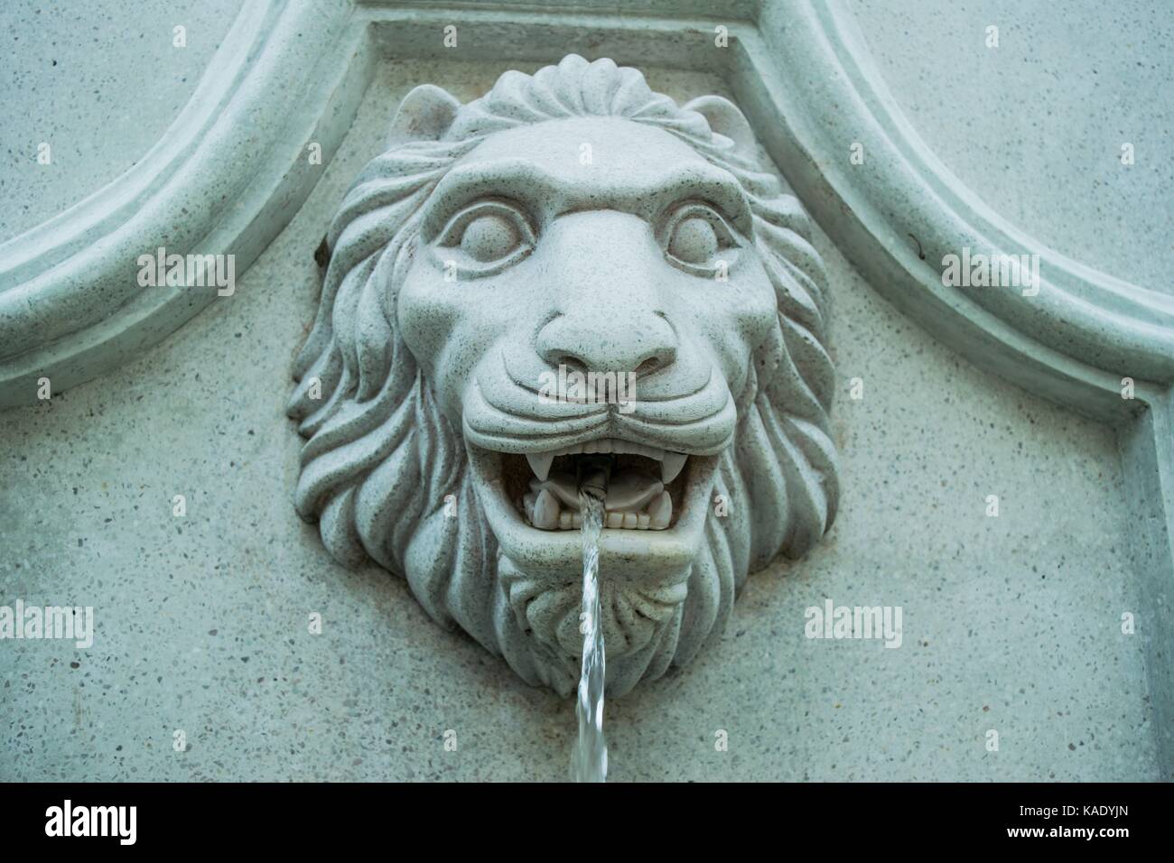 Lion head water fountain Stock Photo - Alamy