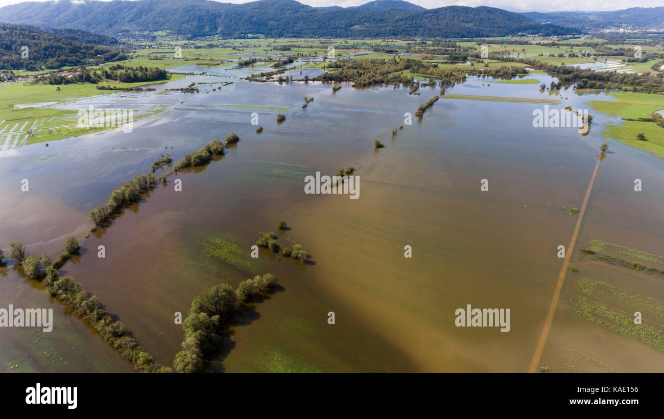 Aerial view of flooded fields Stock Photo - Alamy