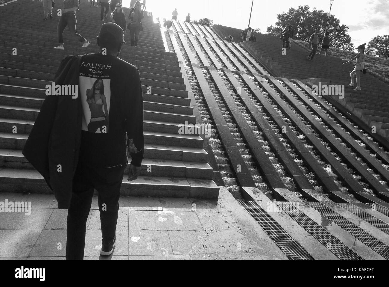 Stairs back view Black and White Stock Photos & Images - Alamy