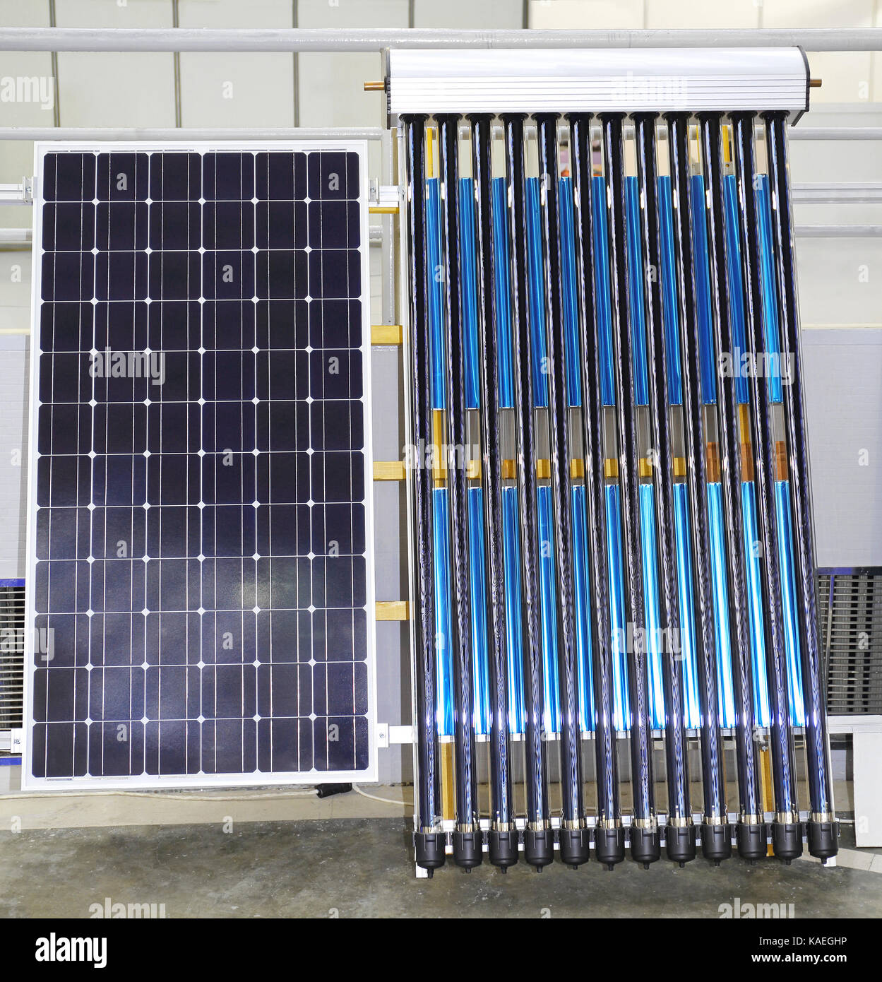 Photovoltaic Panel and Solar Water Heating Renewable Energy Stock Photo ...