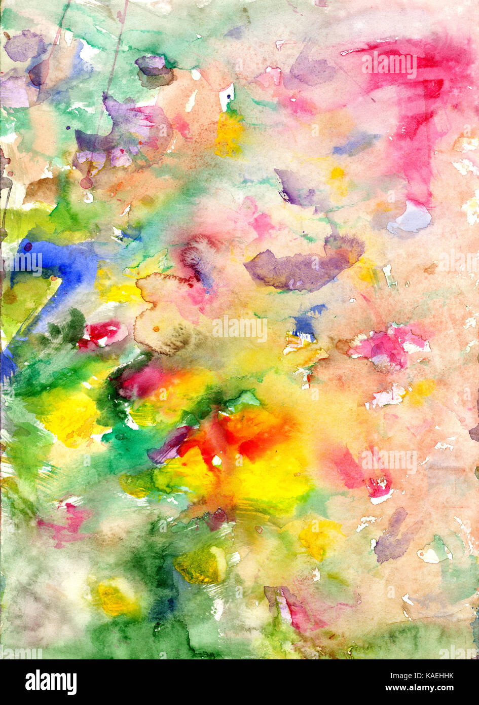 Watercolors stains and flowing paints - hand drawn Stock Photo - Alamy