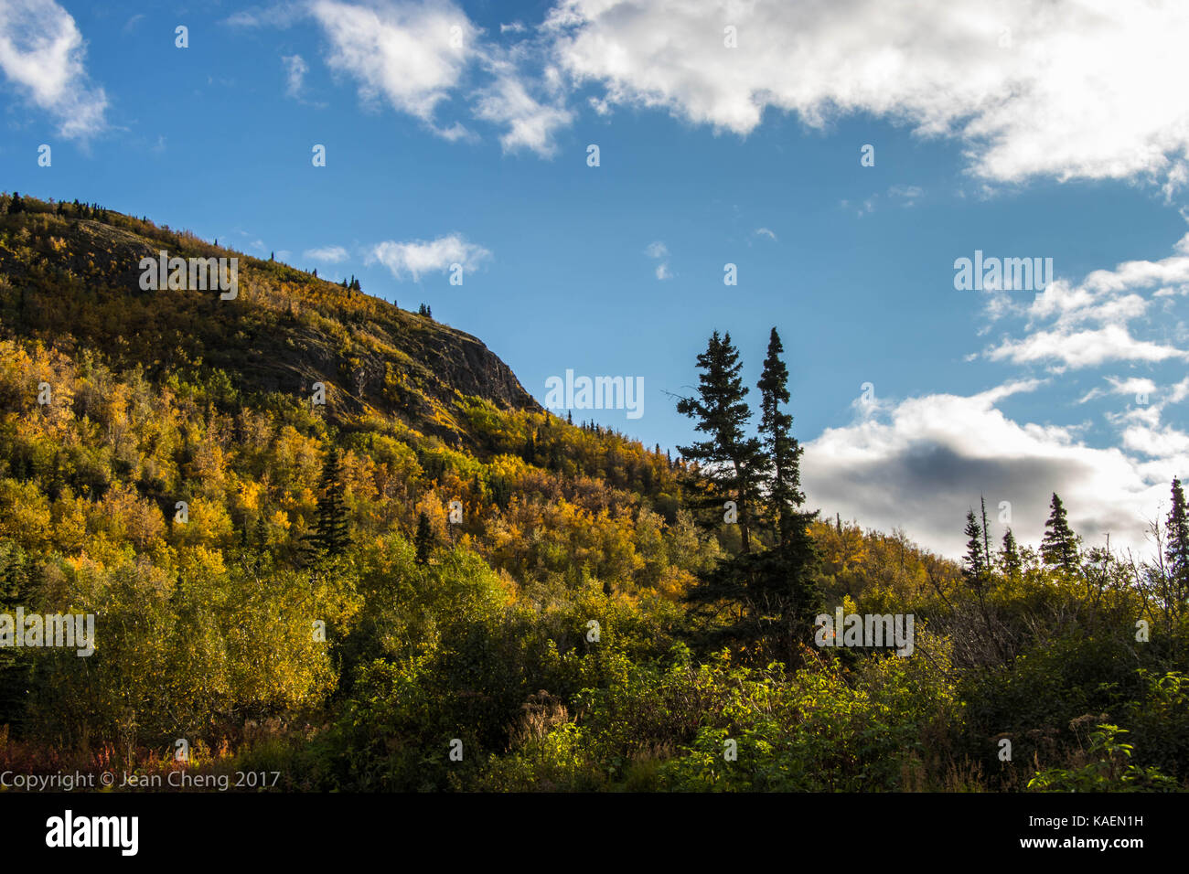 Sunrise on mountainside in early Alaska autumn Stock Photo - Alamy