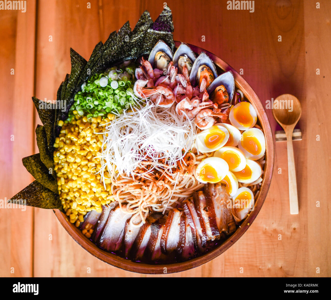 Super Mega Seafood and Chashu Pork Ramen Stock Photo - Alamy