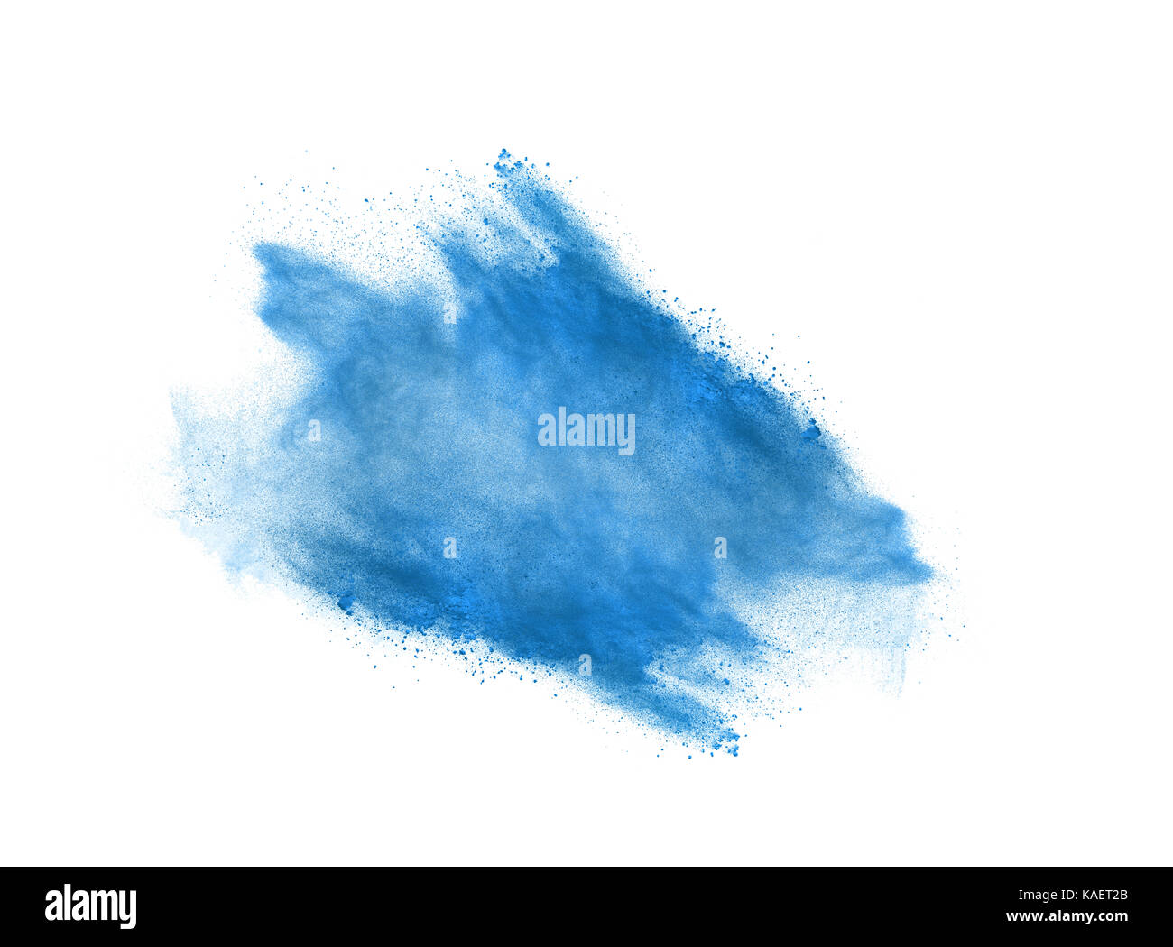 Powder explosion. Closeup of blue dust particle explosion isolated on ...