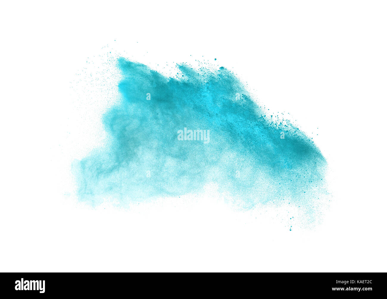 Powder explosion. Closeup of blue dust particle explosion isolated on ...