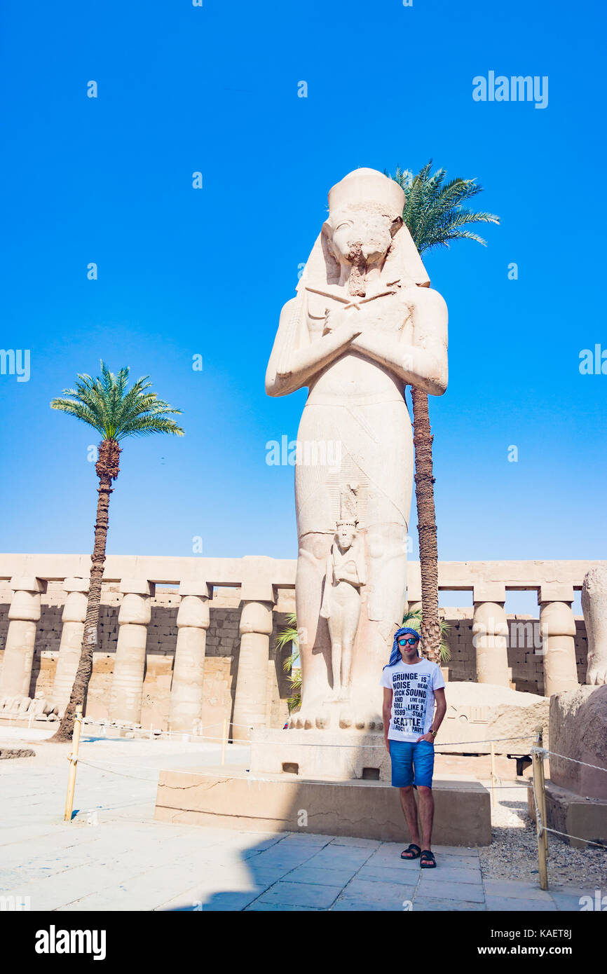 Statue in the temple of Karnak in Luxor Egypt Stock Photo - Alamy
