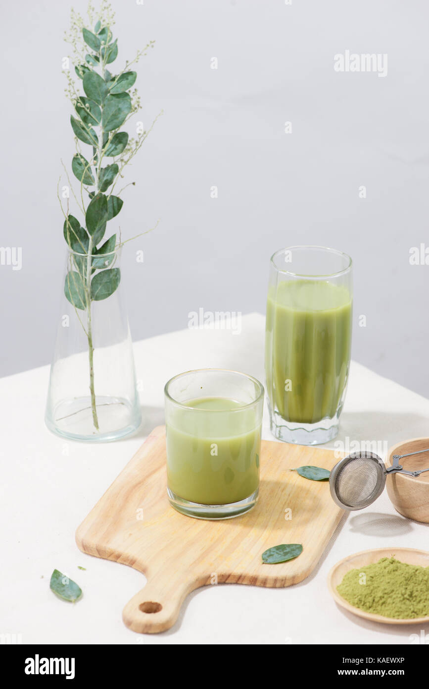 Homemade Hot Matcha Latte Tea with Milk Stock Photo - Alamy