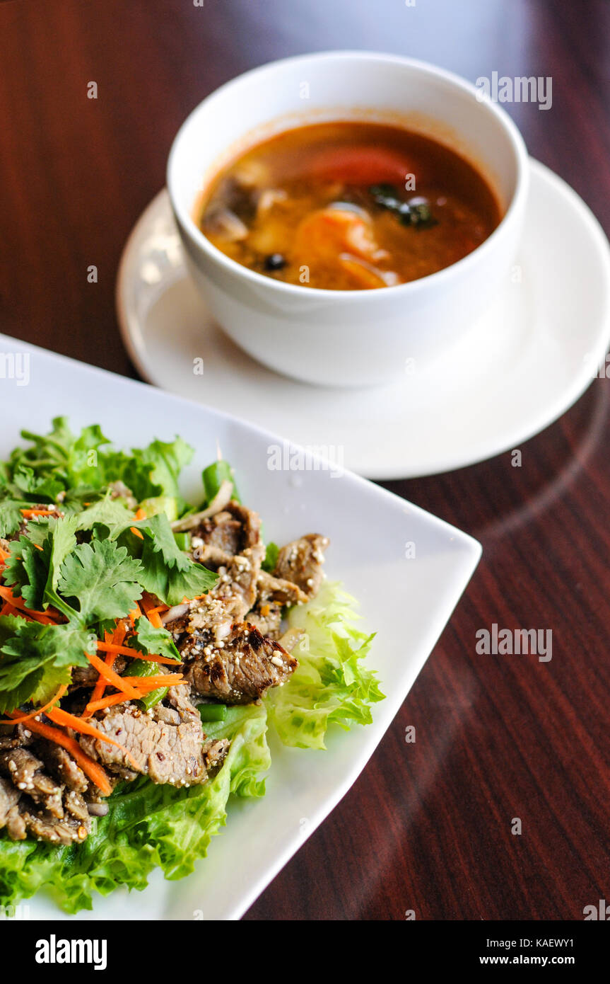 Nam Tok Spicy Beef Salad, Char-broiled tender slices of beef mixed with ...