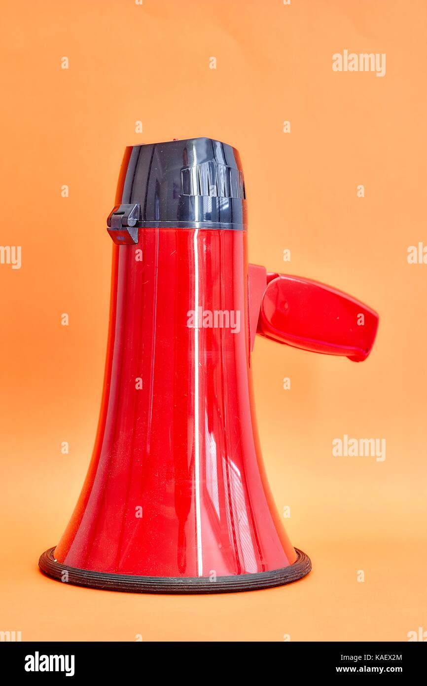 A studio photo of a red mega phone Stock Photo - Alamy