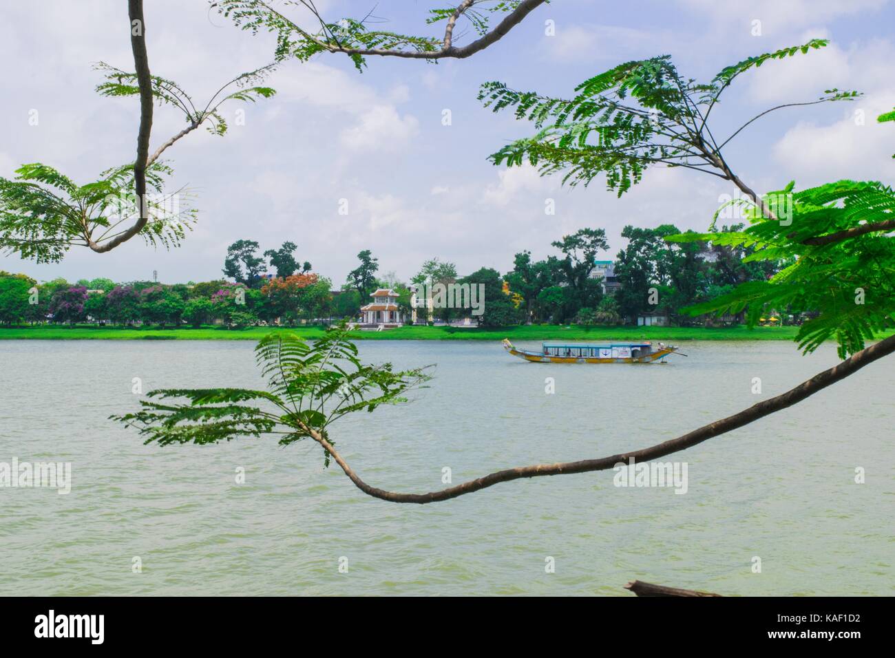 boat at Perfume River (Song Huong) near Hue, Vietnam Stock Photo - Alamy
