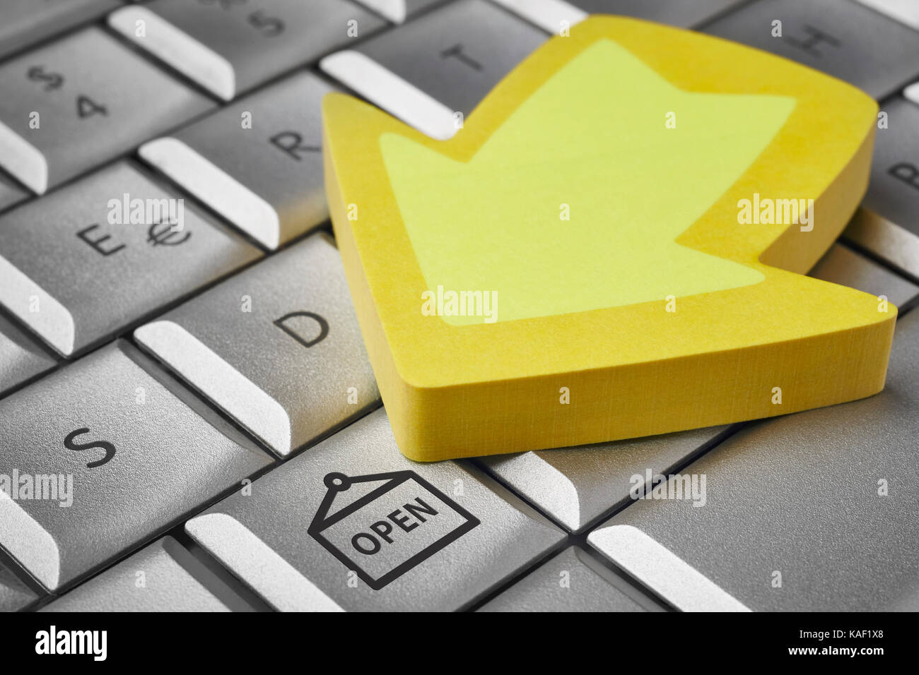 Shopping online. Open symbol on a keyboard computer. Support ...