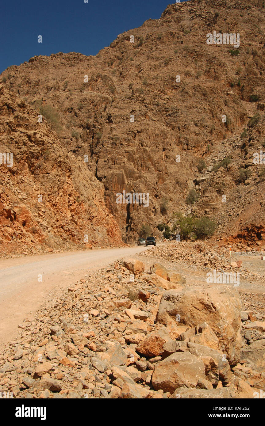 The Hajar Mountains range from the northern Mussandam peninsula of Oman ...