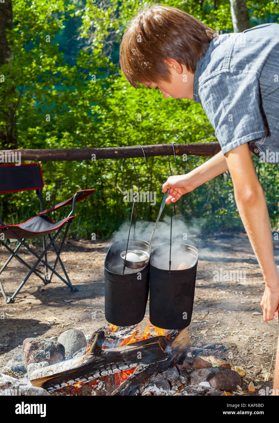 Campfire Cooking Child Not Sausages High Resolution Stock Photography ...