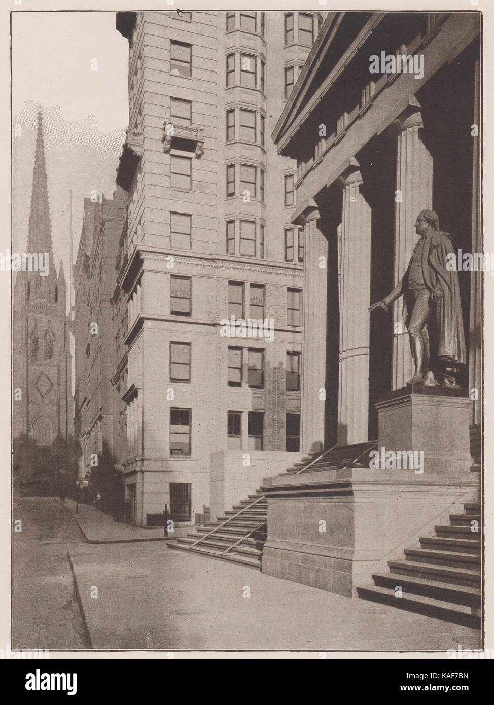 Trinity Church, Wall Street, Washington Statue. Sub - Treasury Stock ...