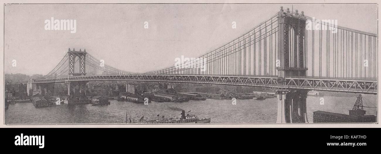 Manhattan Bridge. A double-deck suspension bridge, constructed 1901 to ...