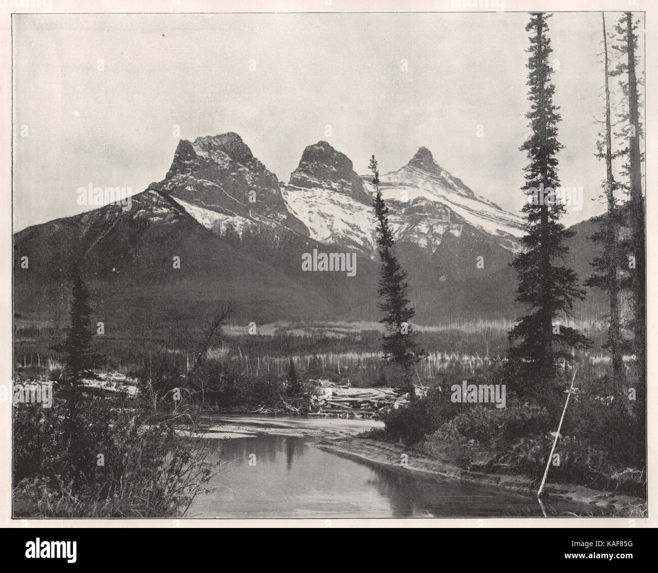 The Three Sisters, Canmore, Canadian Pacific Railway Stock Photo - Alamy