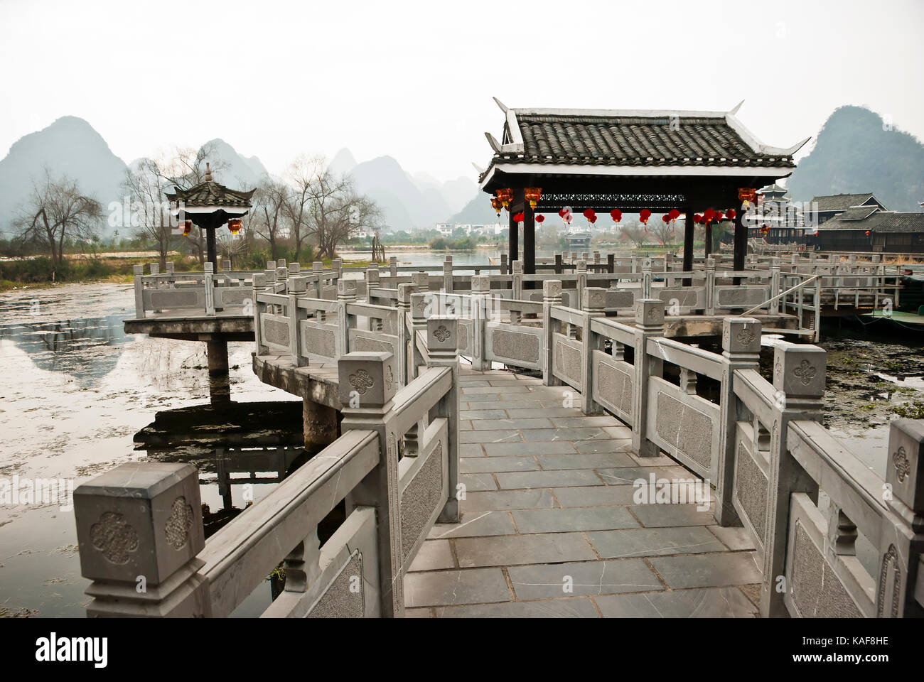 Chinese Traditional Stone Bridge at The Shangri-La Guilin, Guilin Stock ...