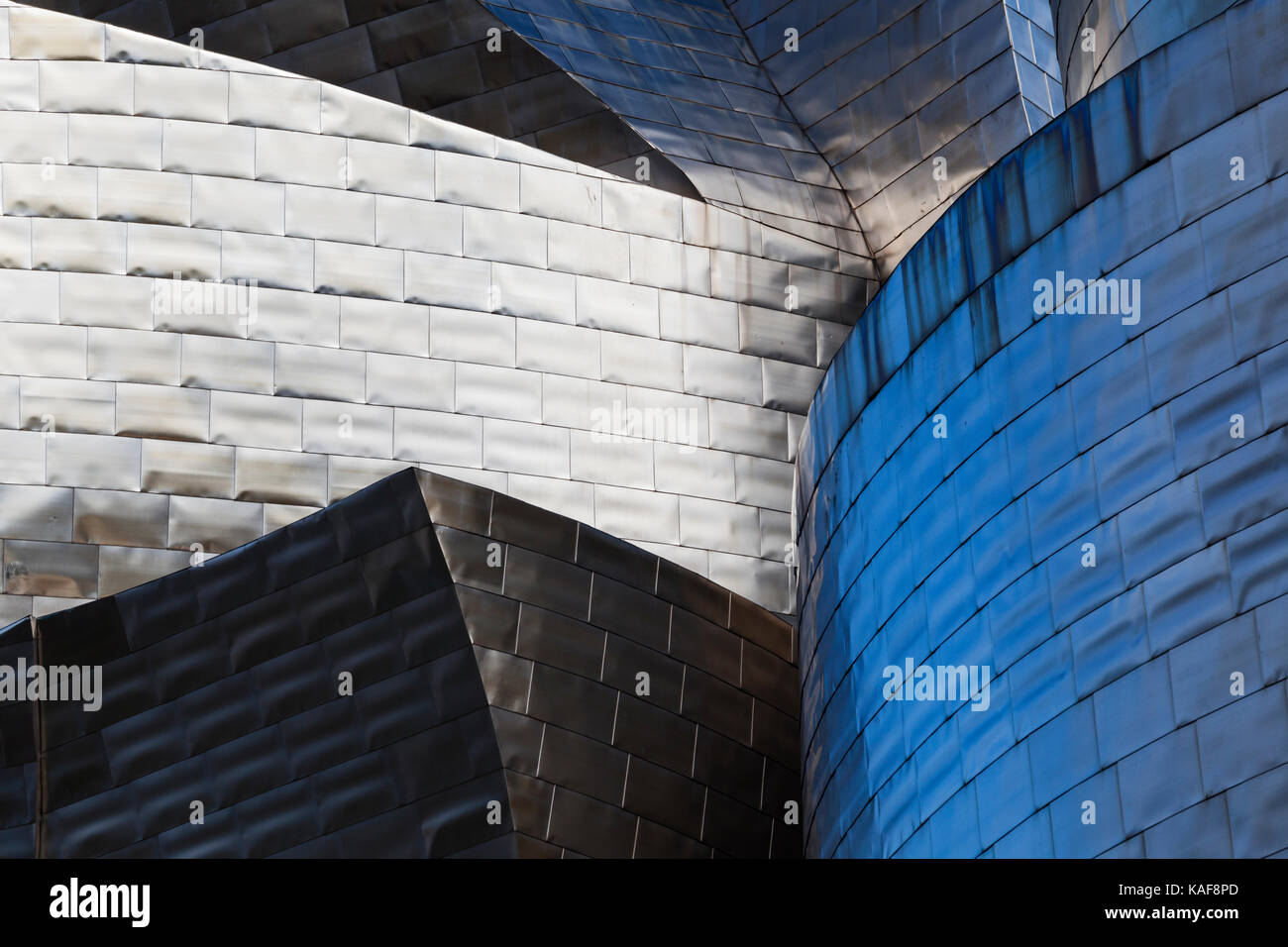 The luminous titanium facade of the Guggenheim Museum in Bilbao, Spain ...
