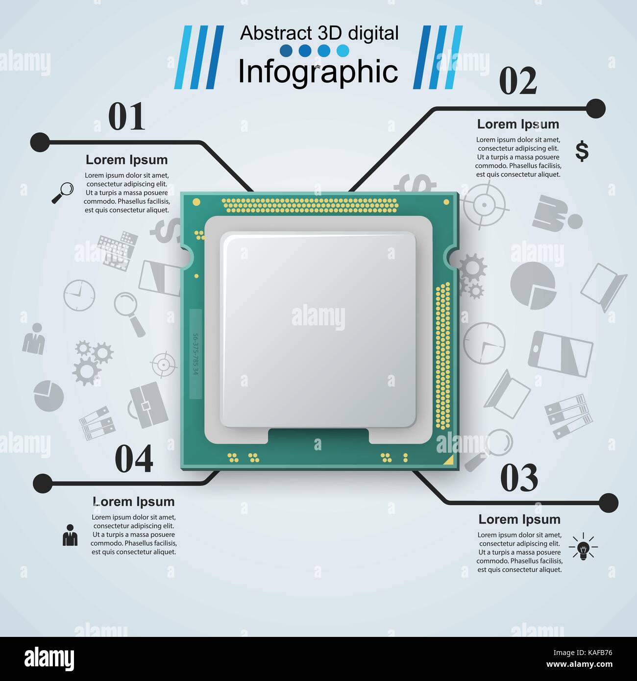 Computer hardware infographics motherboard cpu hi-res stock photography ...