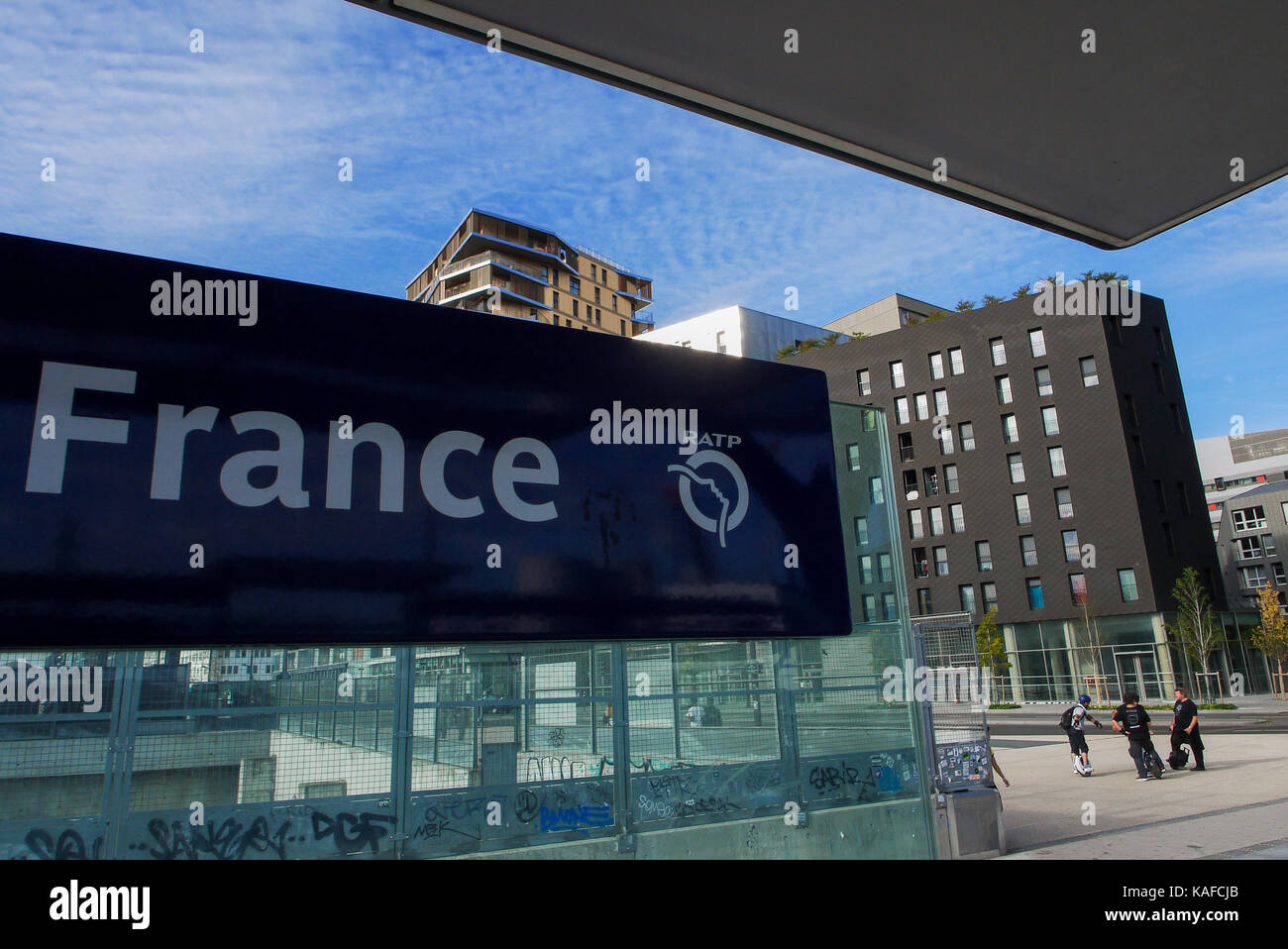 Brand new RATP Tramway station in 13rd district, Paris, France Stock ...