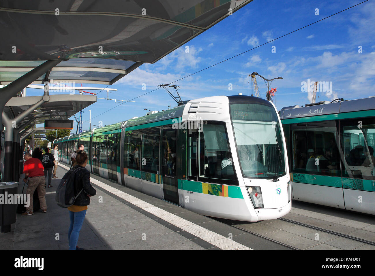 Brand new RATP Tramway station in 13rd district, Paris, France Stock ...