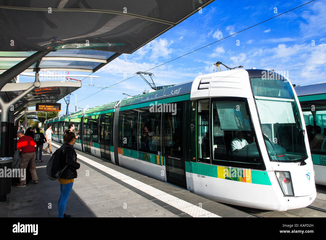 Brand new RATP Tramway station in 13rd district, Paris, France Stock ...