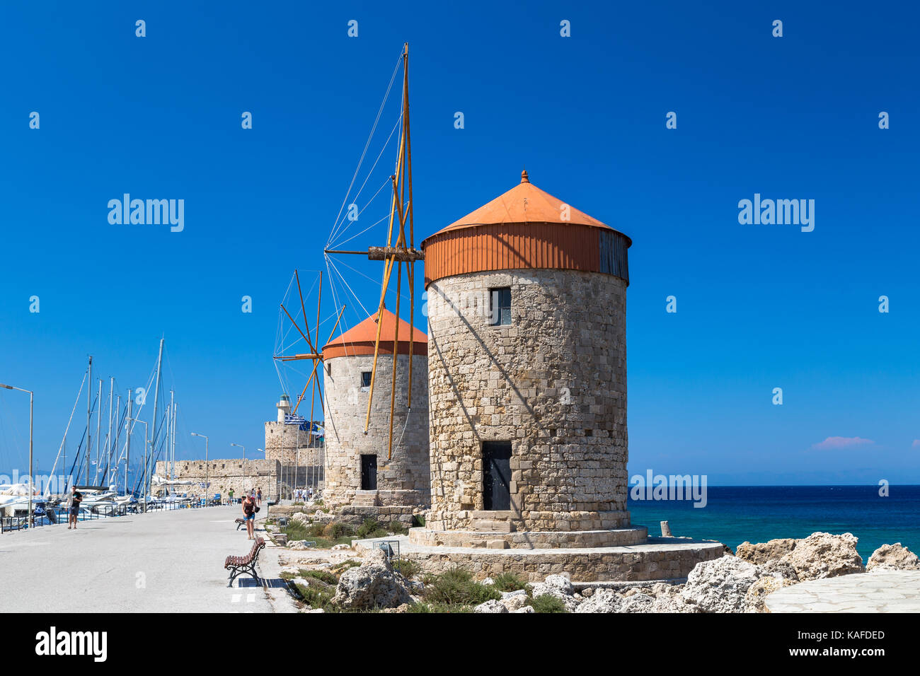Mandraki Harbor, Rhodes, Greece Stock Photo - Alamy