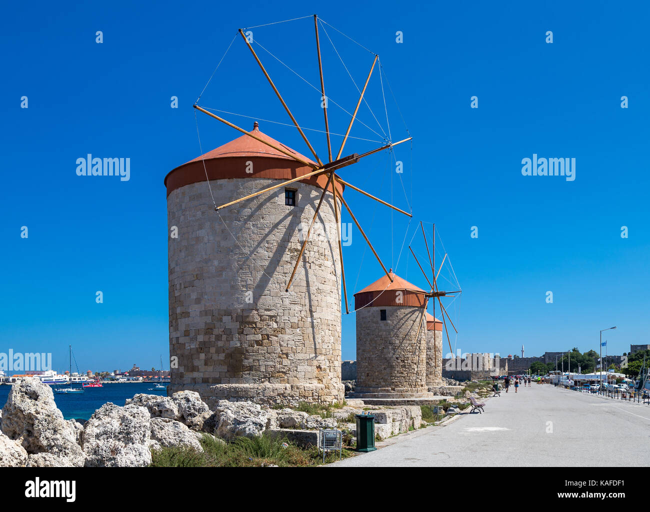 Mandraki Harbor, Rhodes, Greece Stock Photo - Alamy