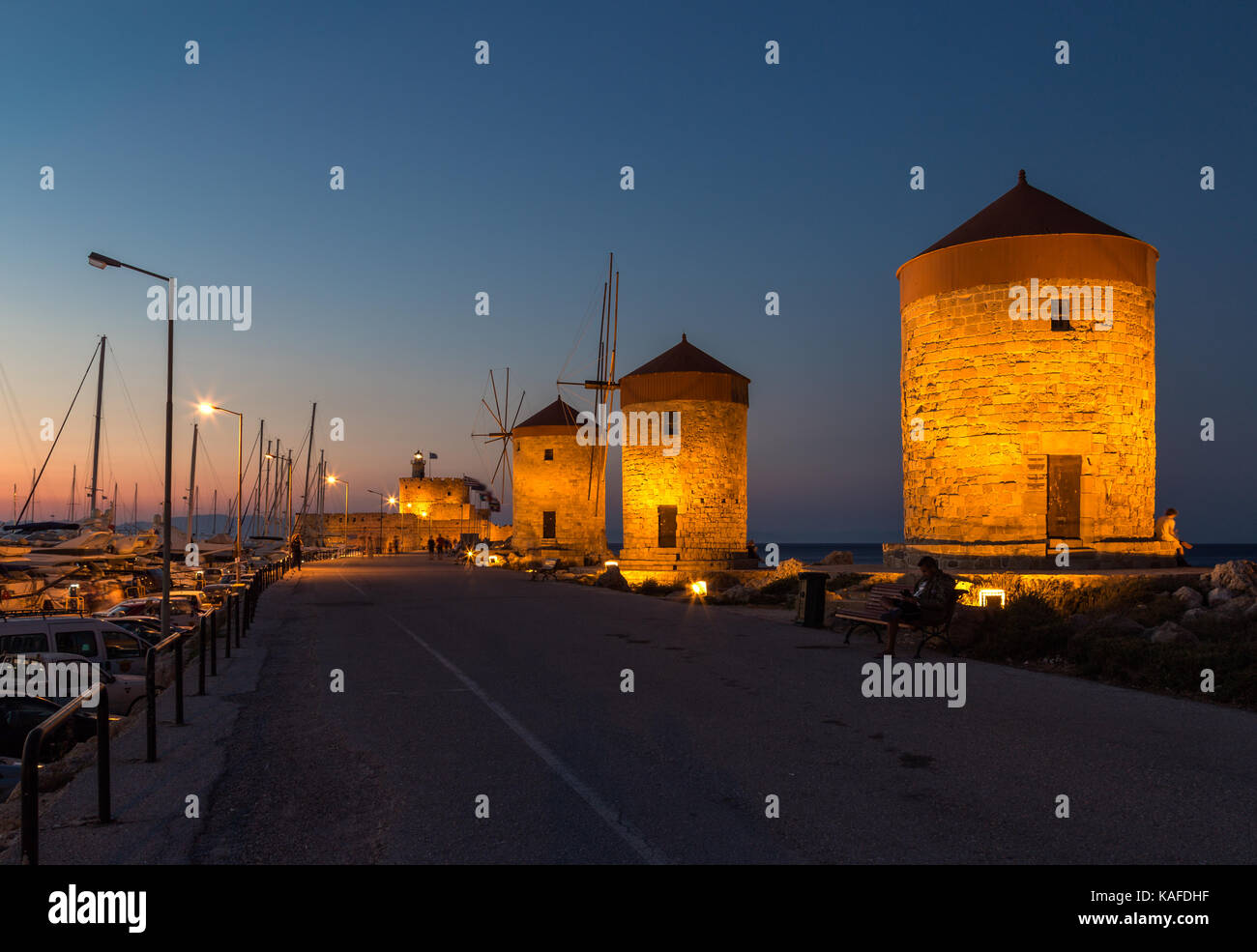 Mandraki Harbor, Rhodes, Greece Stock Photo - Alamy