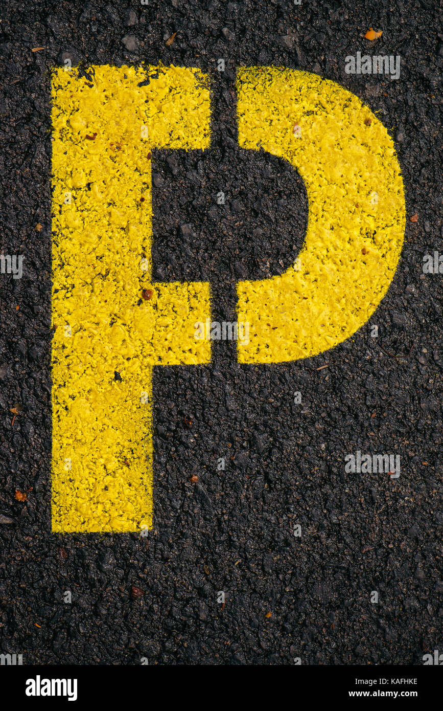 Letter P on asphalt road, top view Stock Photo - Alamy