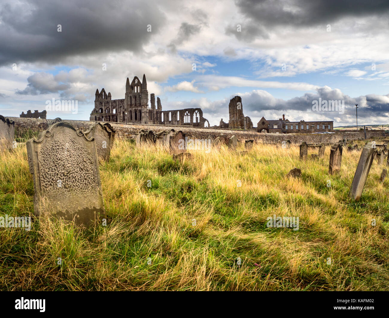 Whitby Abbey from St Marys Churchyard Whitby Yorkshire England Stock ...