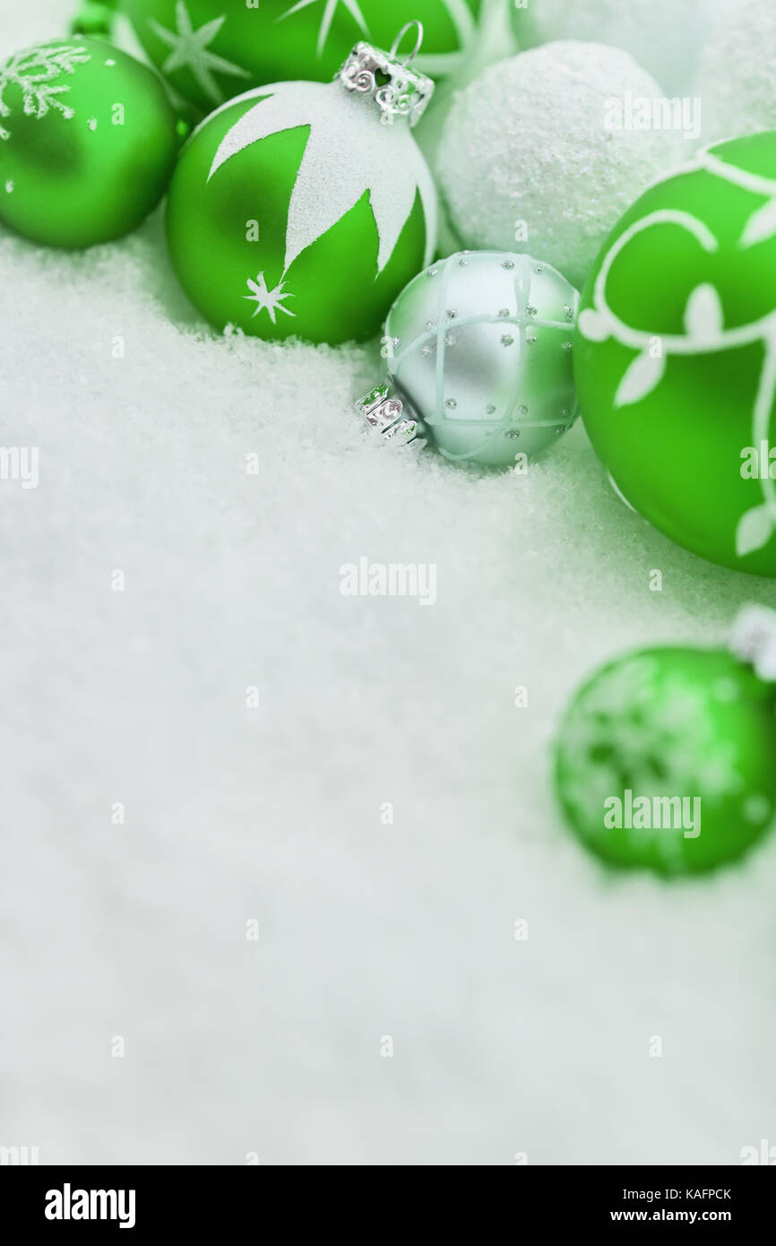 Christmas balls as card frame background with decoration Stock Photo ...