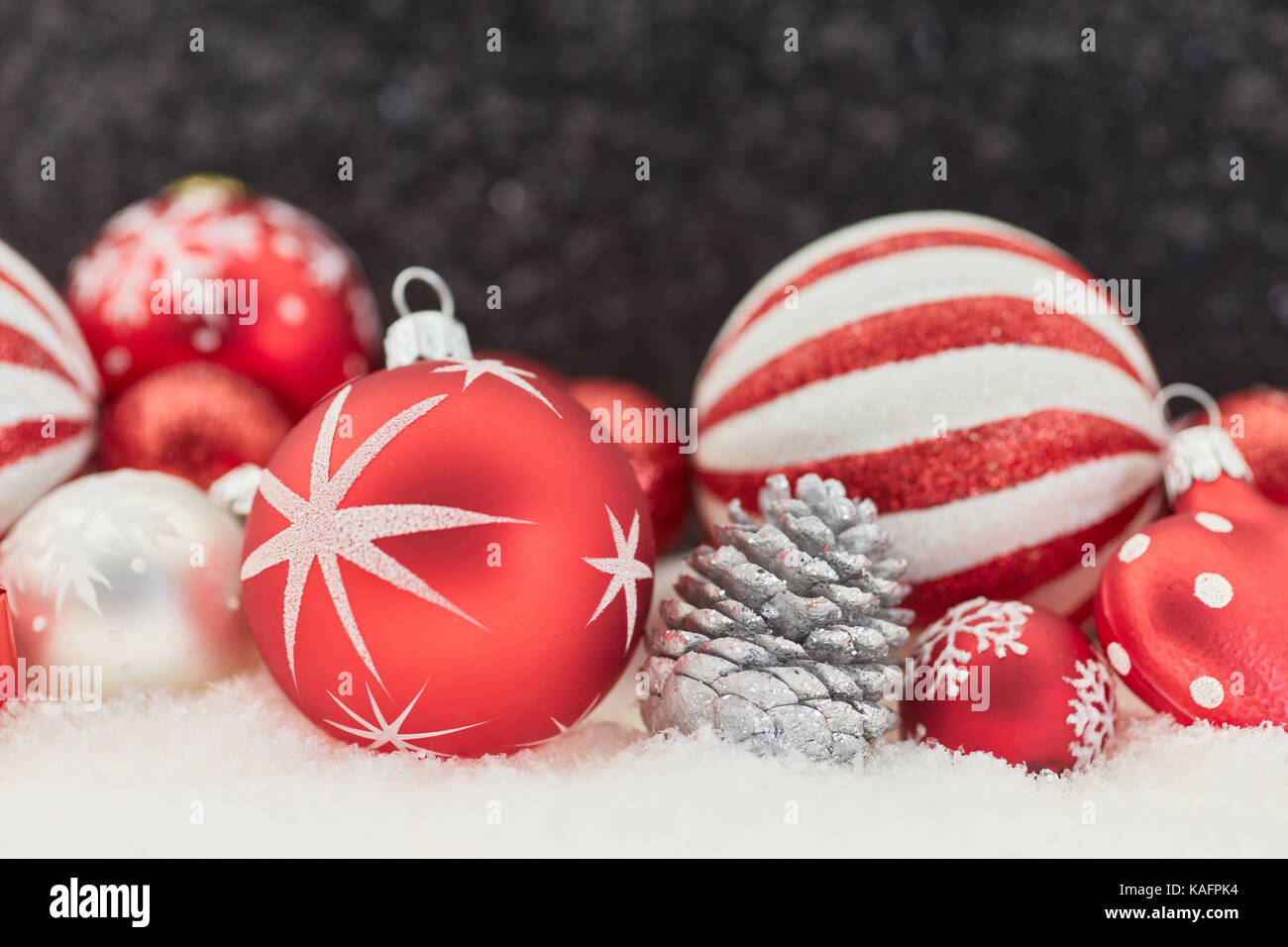 Christmas background with baubles decoration design Stock Photo - Alamy
