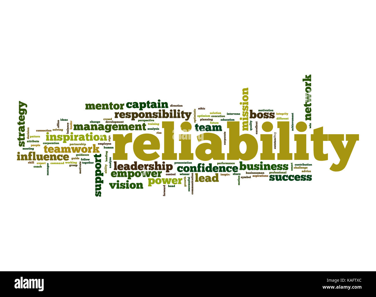 Reliability word cloud Stock Photo - Alamy