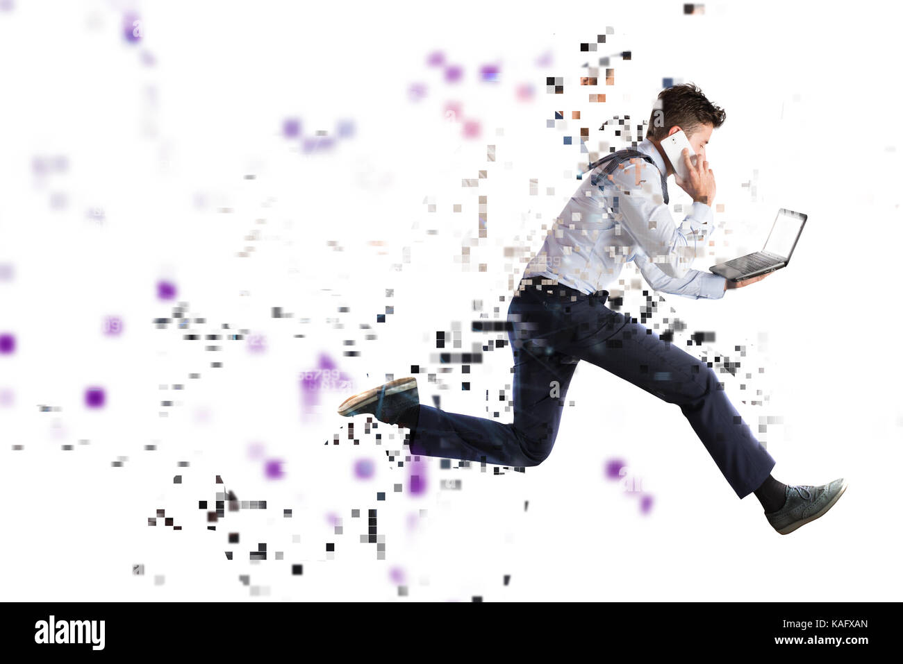 Fast internet connection concept with running businessman Stock Photo ...